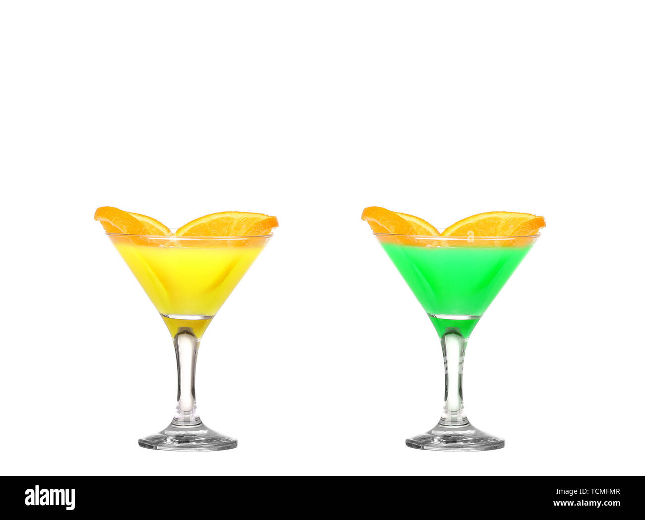 green and yellow cocktails over white Stock Photo - Alamy
