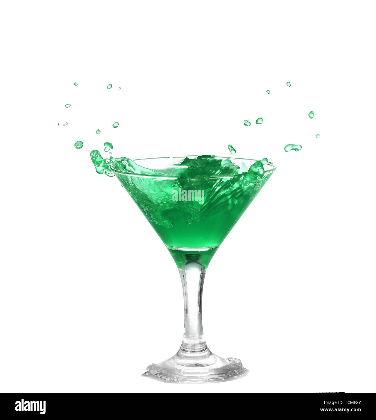of green cocktail with splash isolated on white background Stock Photo ...