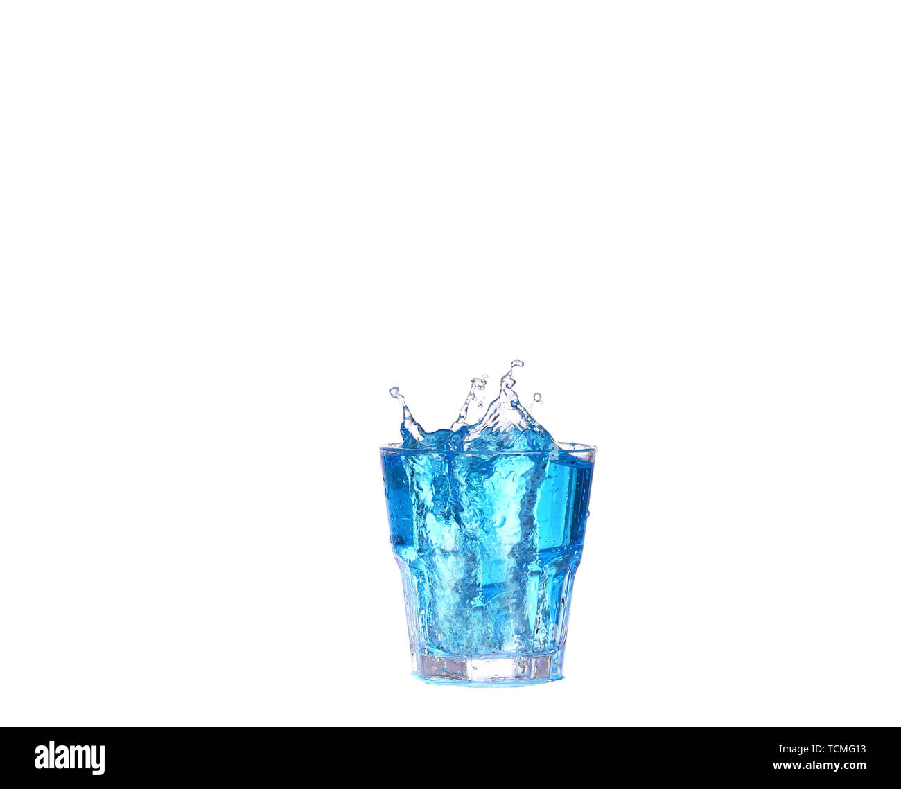 blue cocktail with splash on white Stock Photo - Alamy