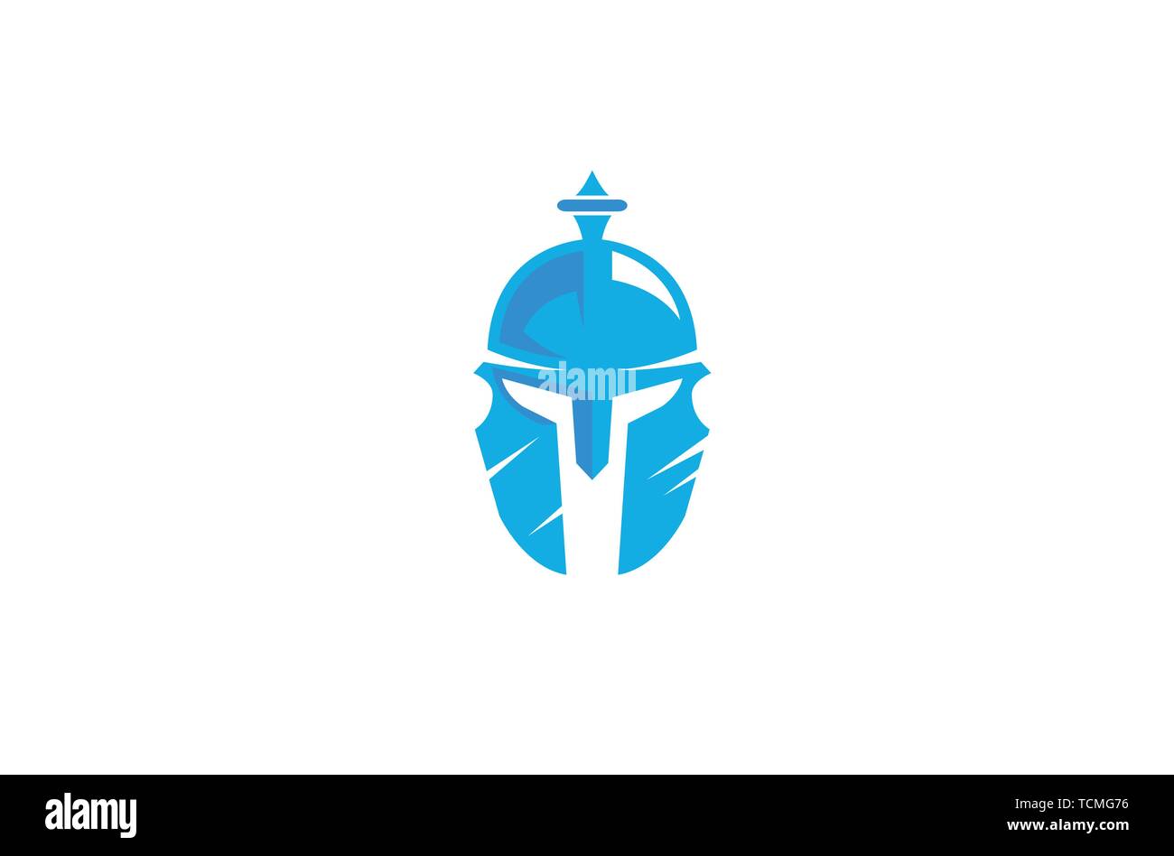 Creative Scratched Blue Warrior Helmet Logo Design Illustration Stock ...