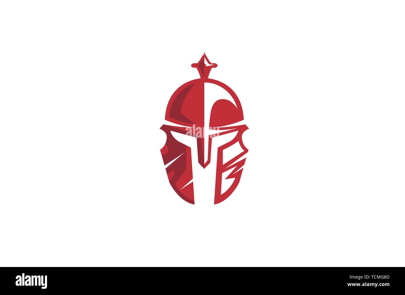 Creative Scratched Red Warrior Helmet Logo Symbol Vector Design ...