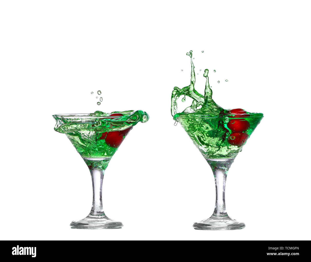 collage green cocktail with isolated on white background Stock Photo ...
