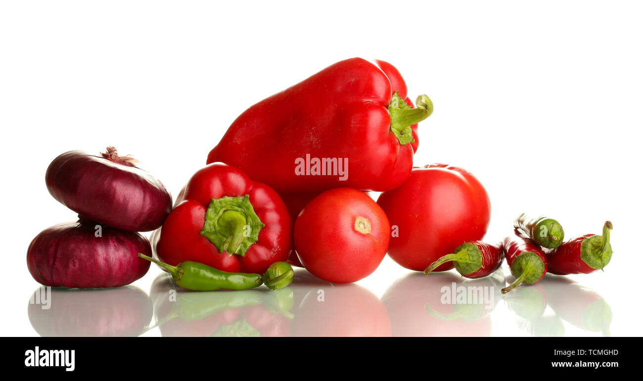 fresh red vegetables isolated on white Stock Photo - Alamy