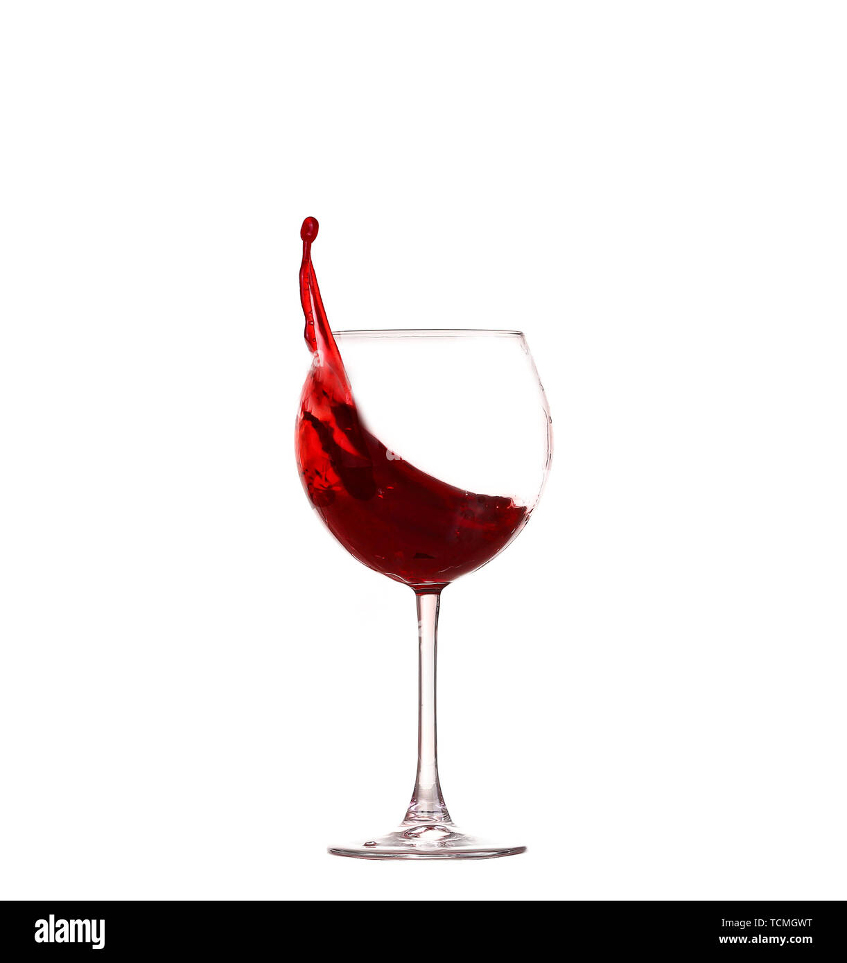 Red wine splashing from glass, isolated on white background Stock Photo ...