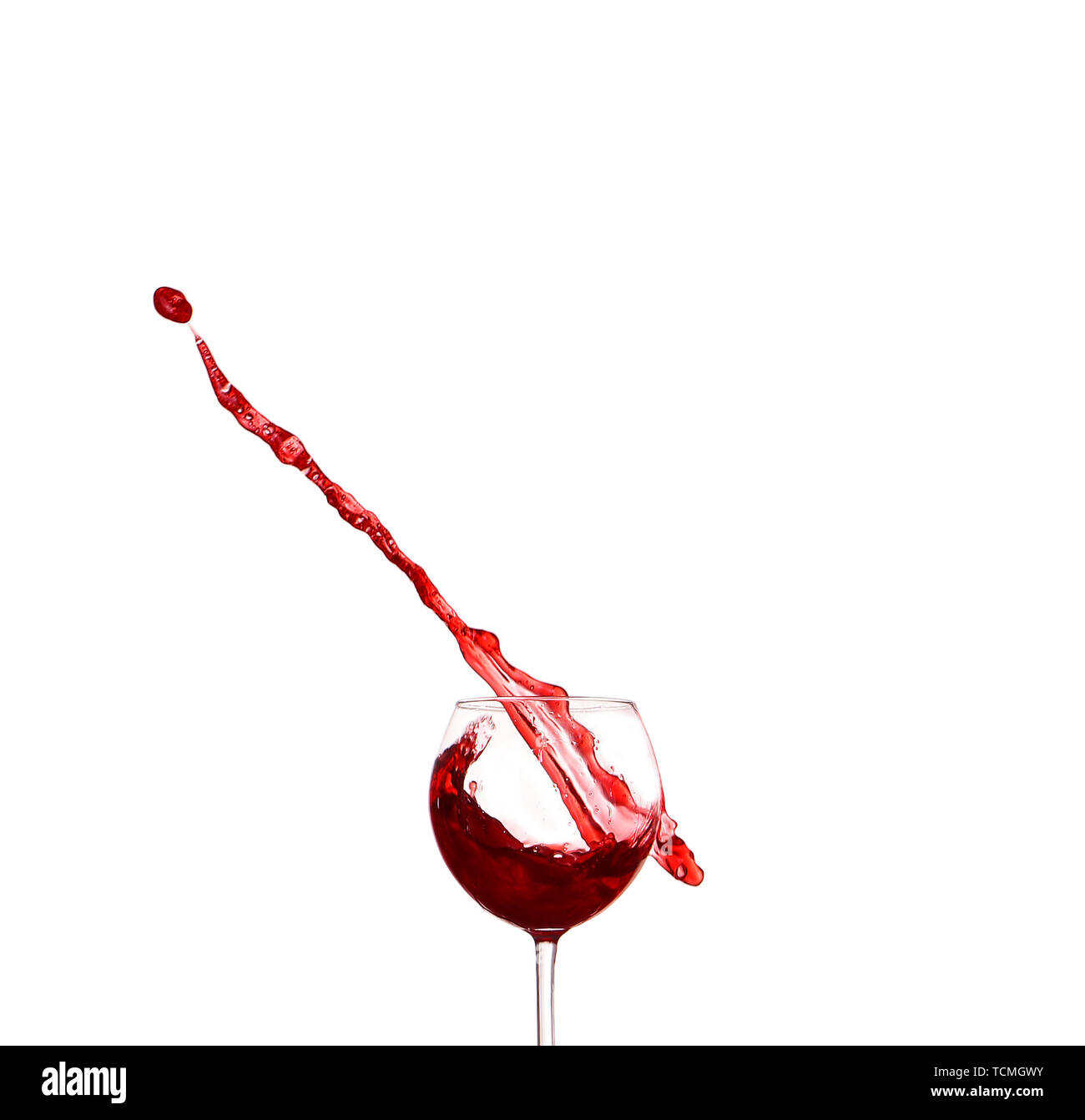Red wine splashing from glass, isolated on white background Stock Photo ...