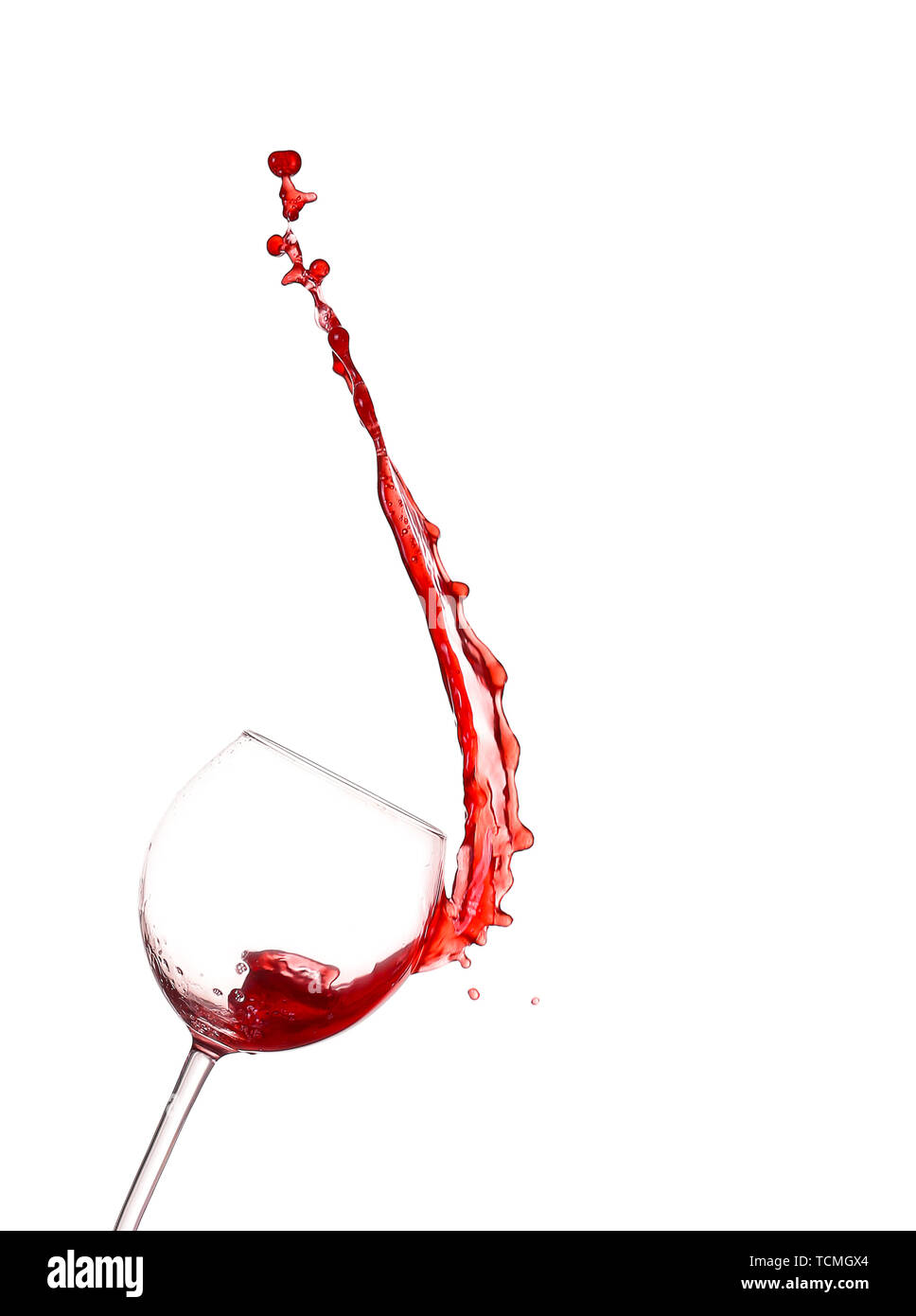 Red wine splashing from glass, isolated on white background Stock Photo ...