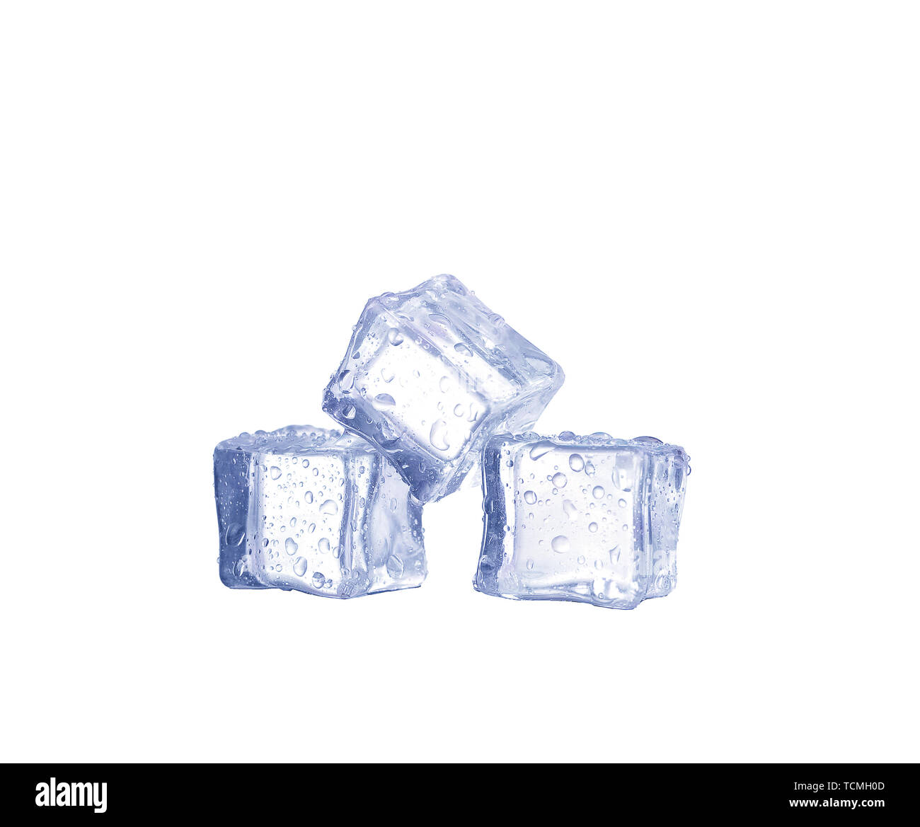 Three ice cubes on white background Stock Photo - Alamy