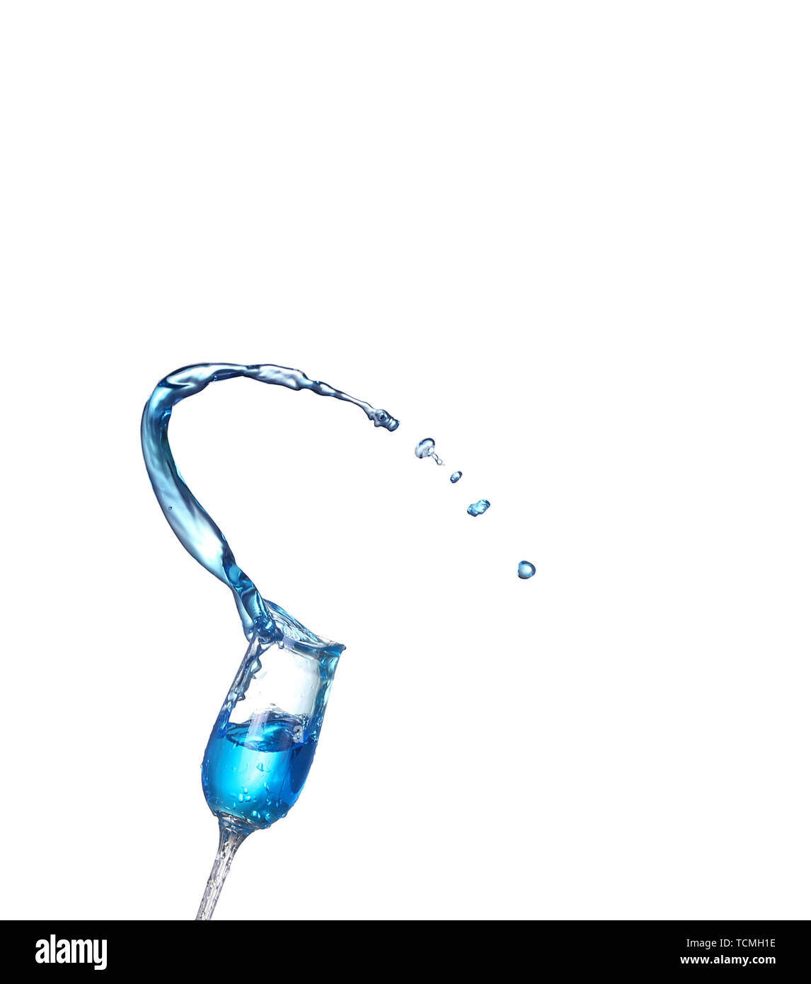 Blue alcoholic cocktail on white isolate splash Stock Photo - Alamy