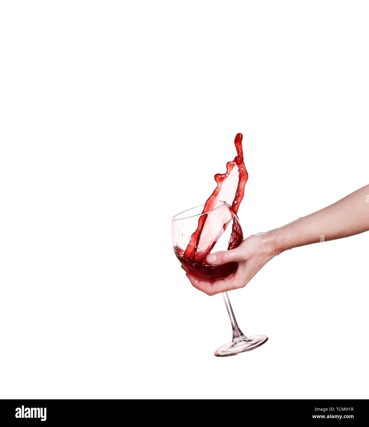 Red wine splashing from glass, isolated on white background Stock Photo ...