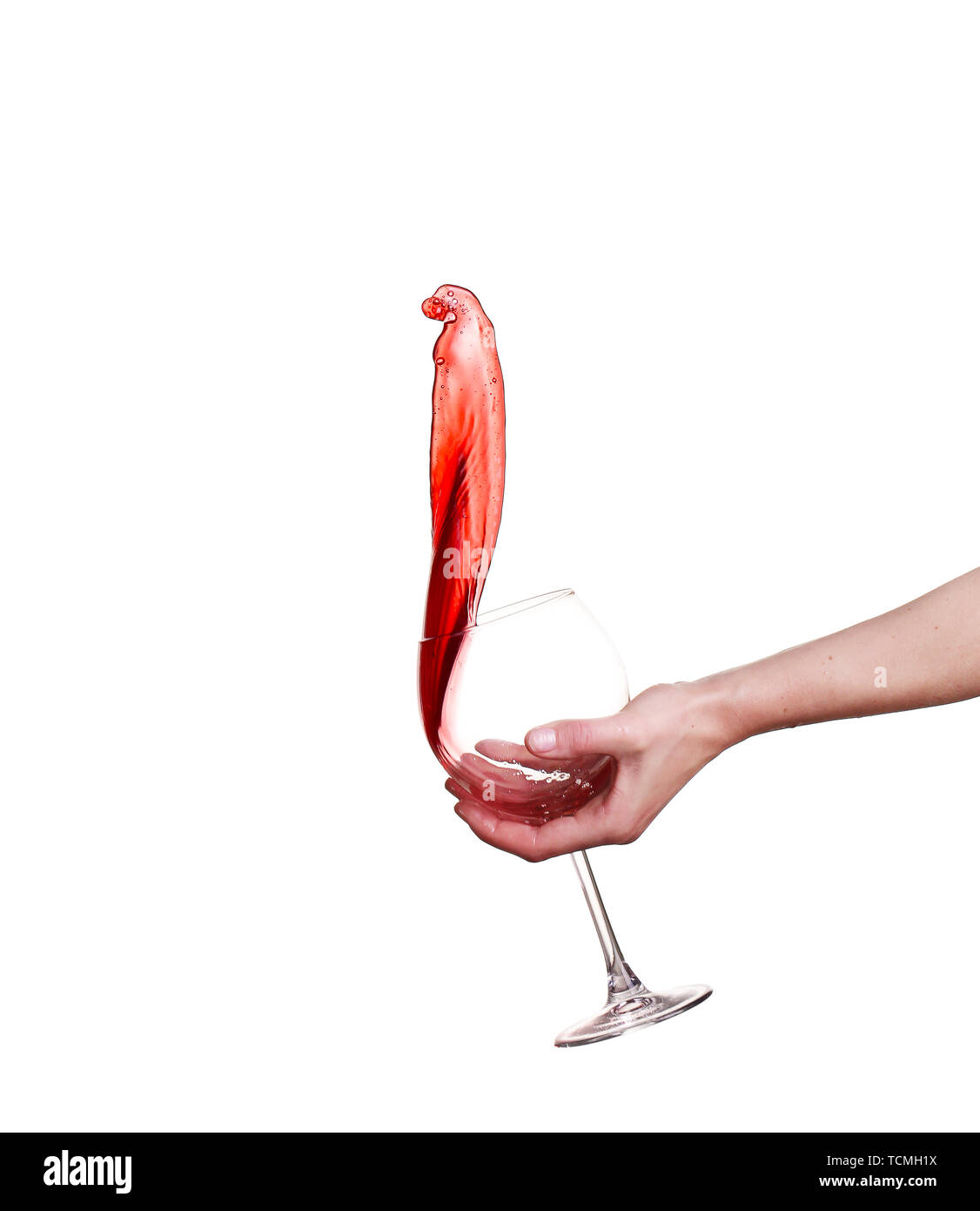 Red wine splashing from glass, isolated on white background Stock Photo ...