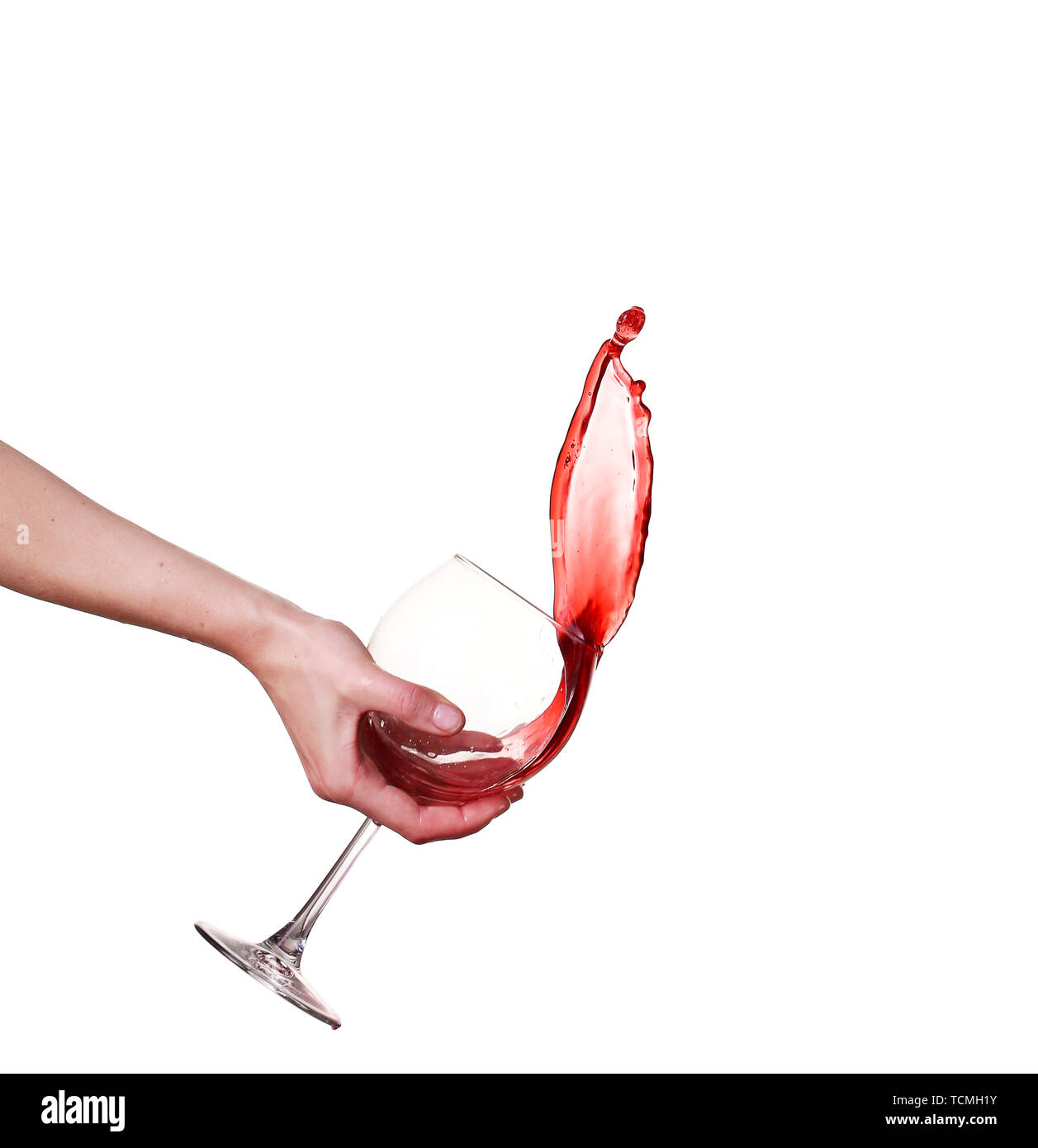 Red wine splashing from glass, isolated on white background Stock Photo ...