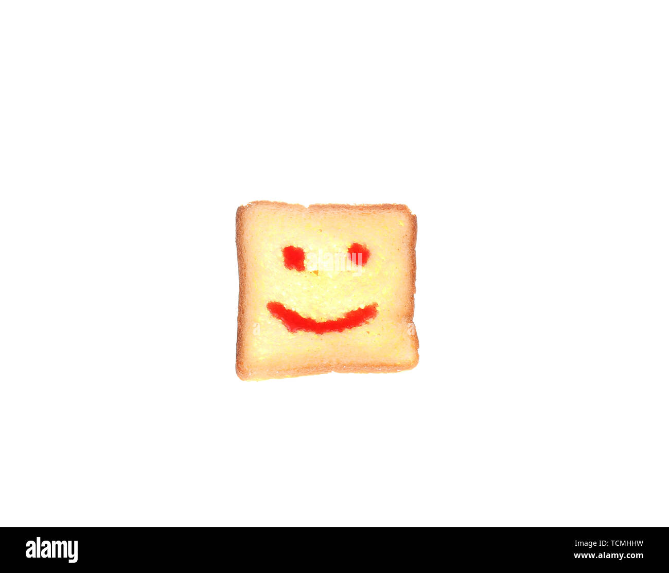 Toast with a smile of jam isolated on white on a white background Stock ...