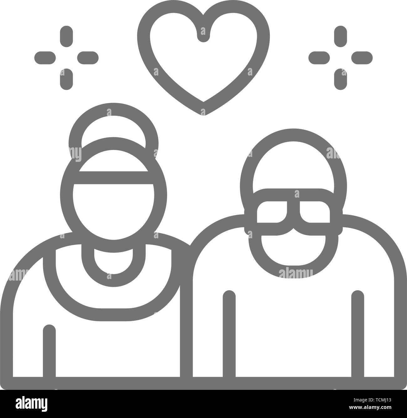 Vector pensioners, elderly couple, seniors line icon Stock Vector Image ...