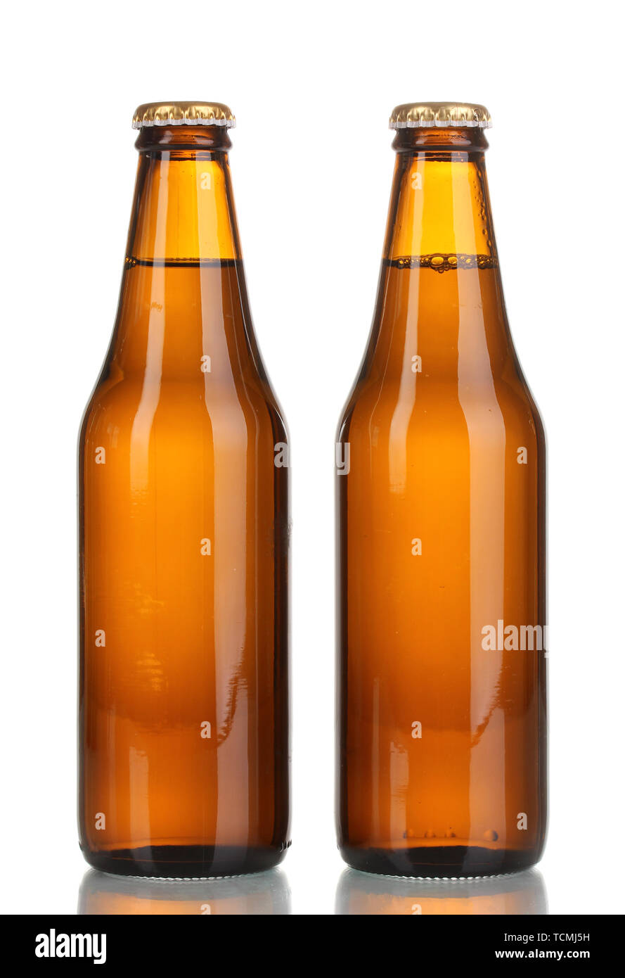 two bottles of beer isolated on white Stock Photo - Alamy