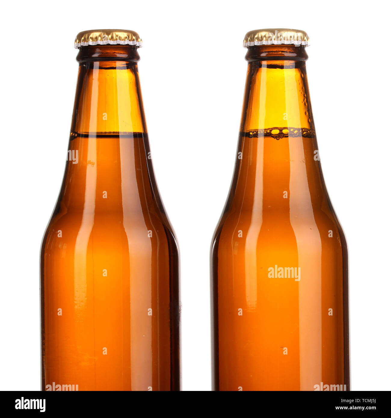 two bottles of beer isolated on white Stock Photo - Alamy