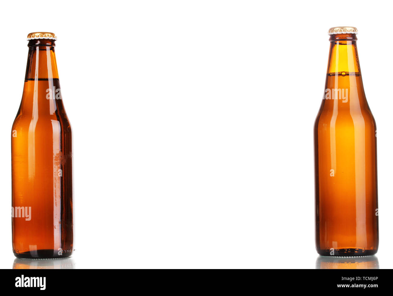 two bottles of beer isolated on white Stock Photo - Alamy