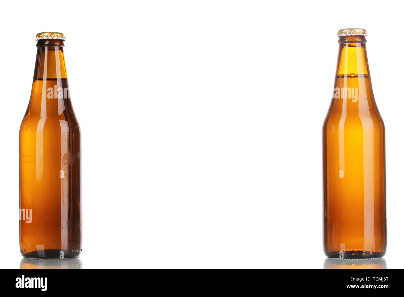 two bottles of beer isolated on white Stock Photo - Alamy