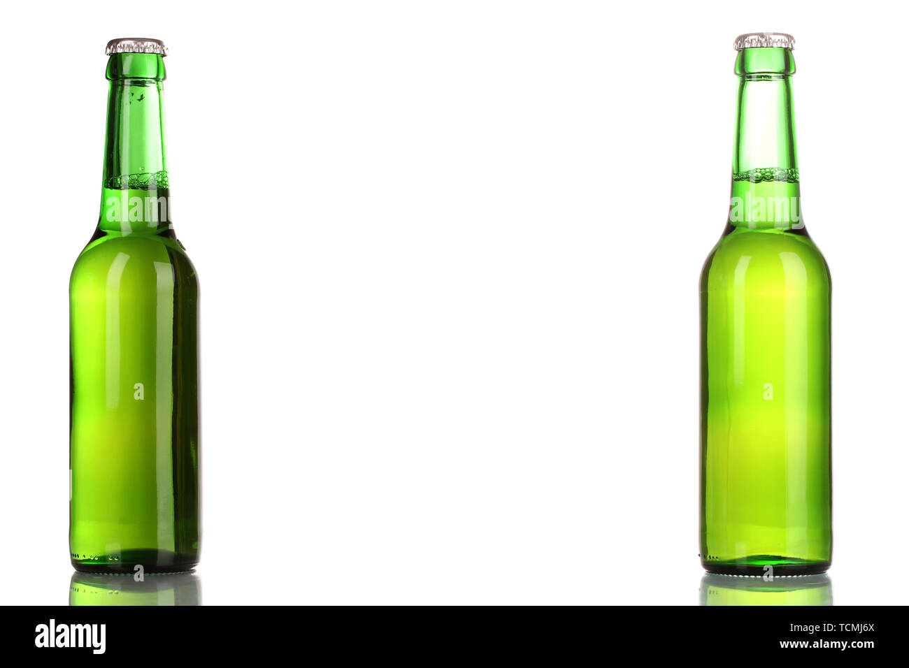 two bottles of beer isolated on white Stock Photo - Alamy