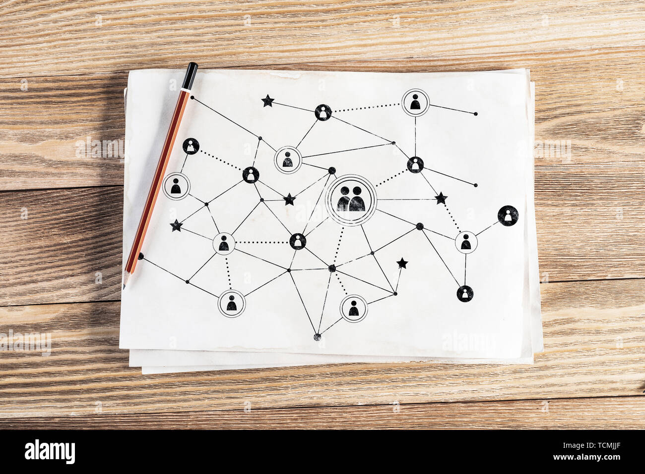 Social network structure pencil hand drawn Stock Photo - Alamy