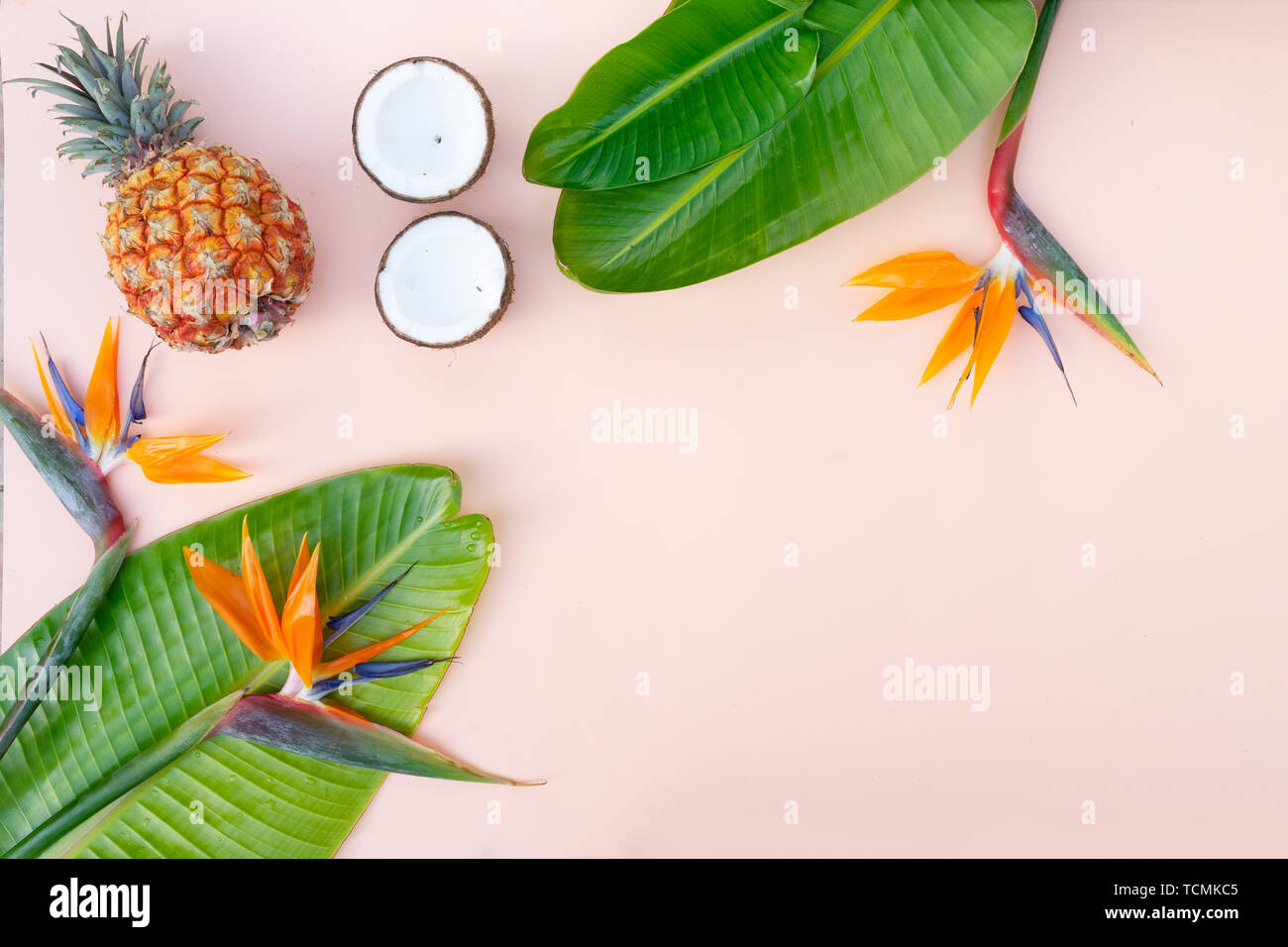 Summer flat lay scenery on white boards Stock Photo - Alamy