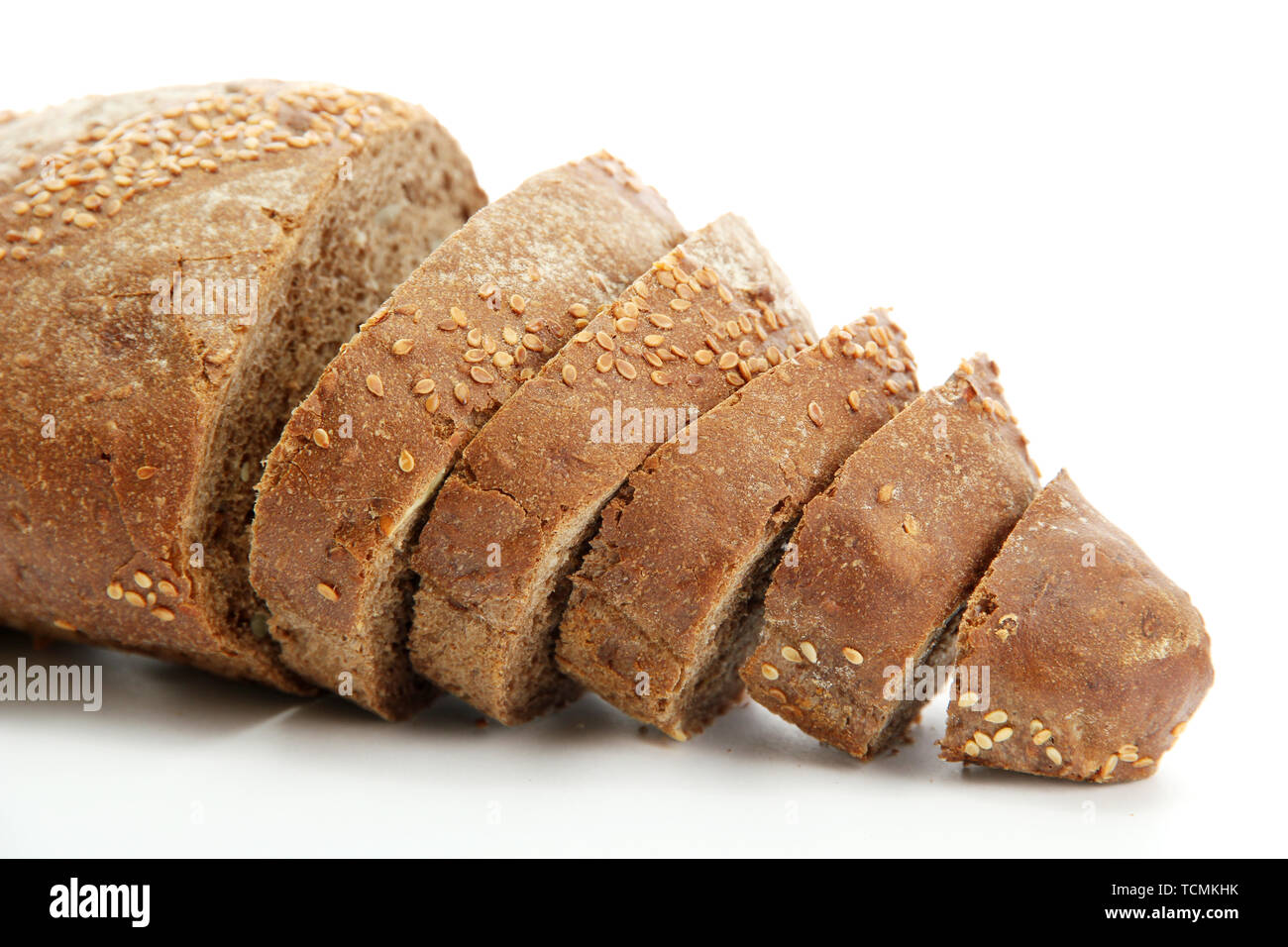 tasty sliced rye bread, isolated on white Stock Photo - Alamy