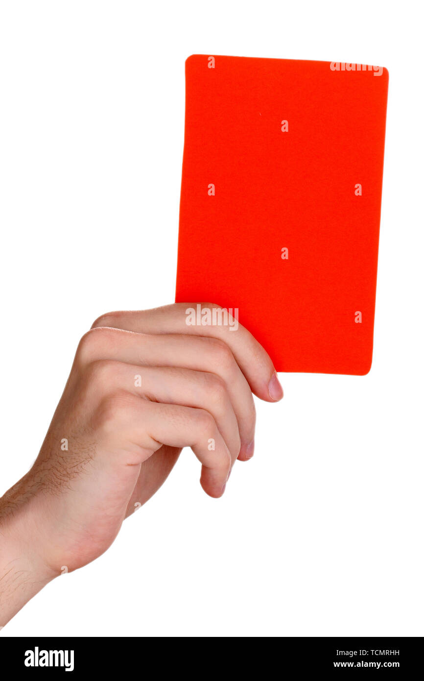 hand holding red card isolated on white Stock Photo - Alamy
