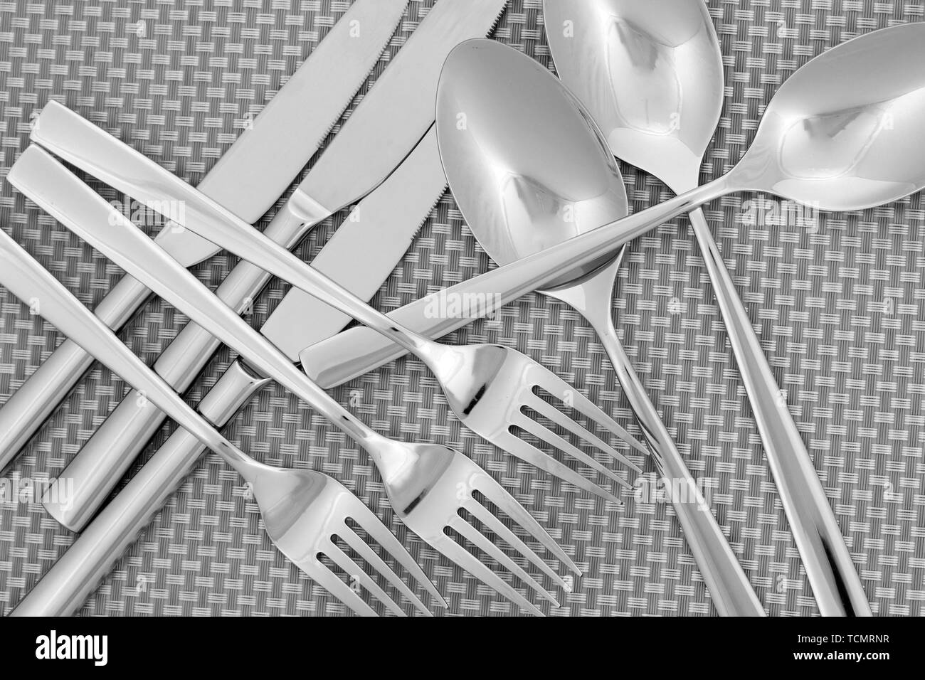Forks spoons knife on Black and White Stock Photos & Images - Alamy
