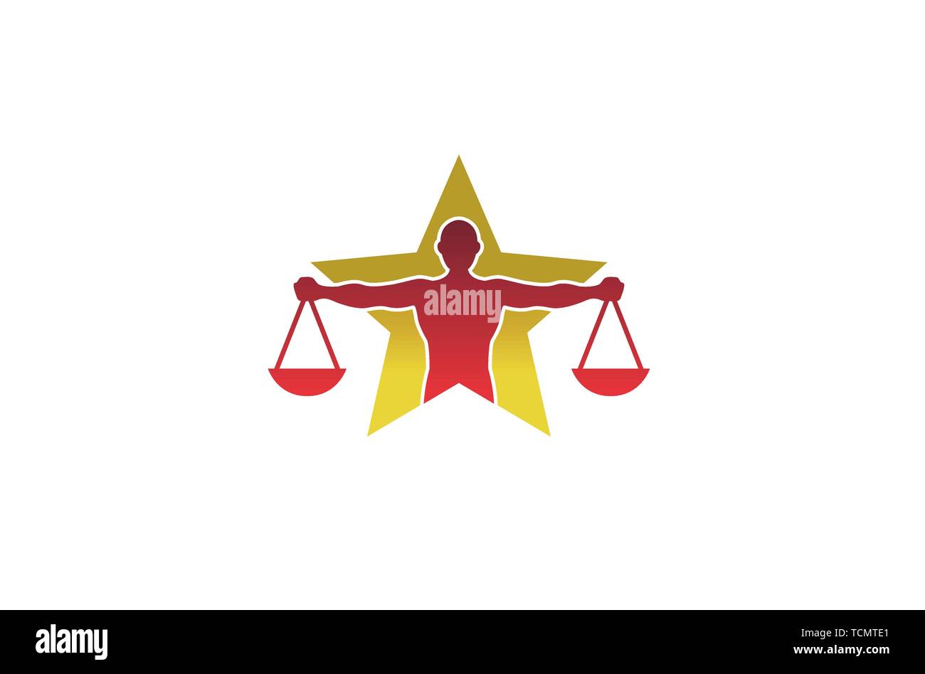 Creative Human Body Law Balance Star Logo Design Illustration Stock ...