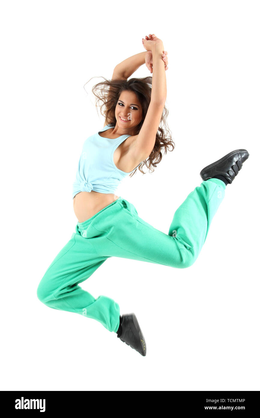 young modern dancer posing, isolated on white Stock Photo - Alamy
