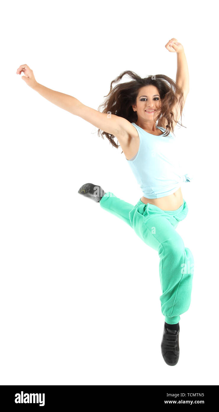young modern dancer posing, isolated on white Stock Photo - Alamy