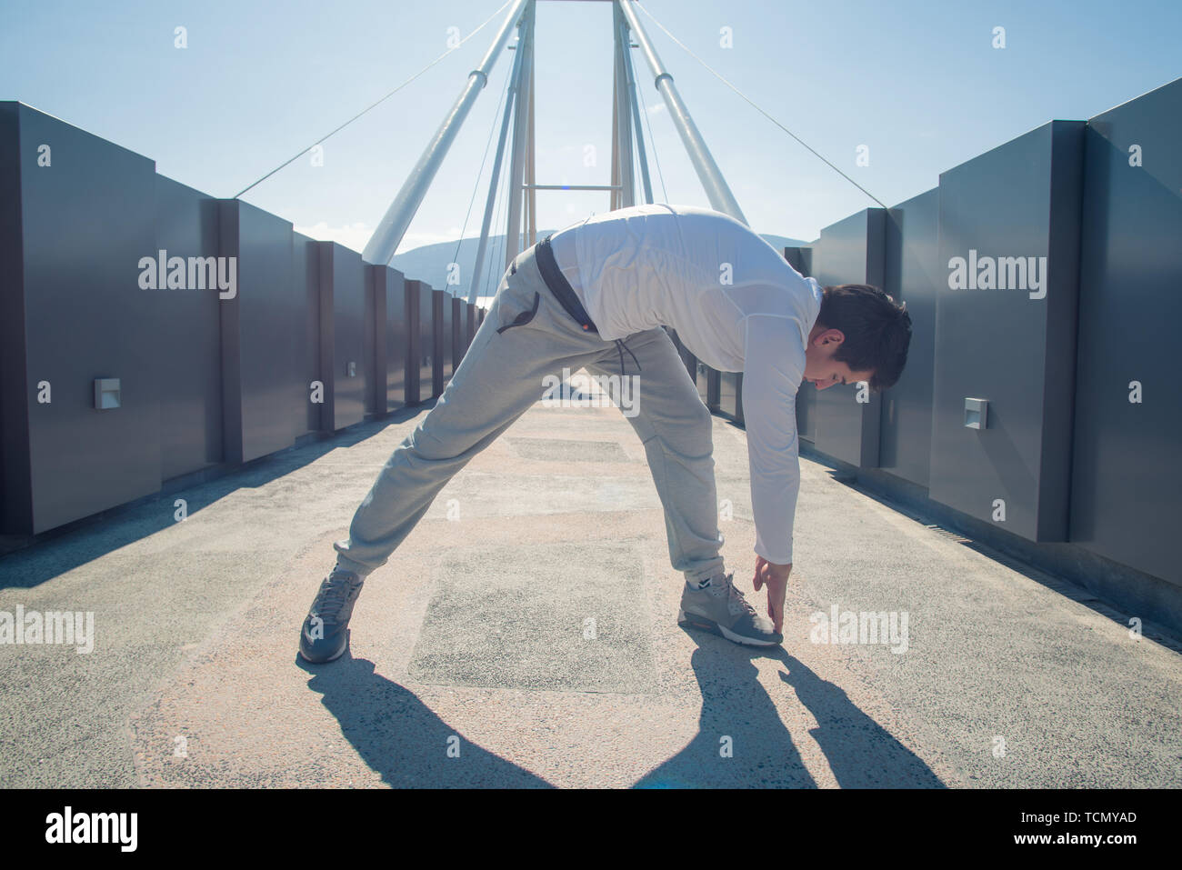 Exercise and sports fitness jogger getting ready for running Stock ...