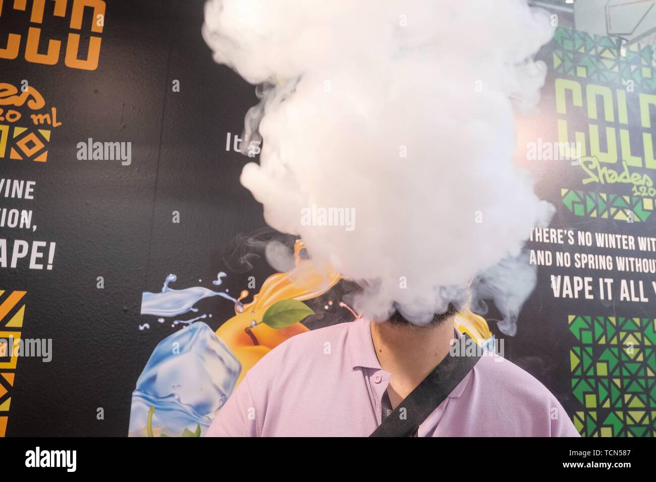 Madrid, Spain. 09th June, 2019. International vaping fair, electronic ...