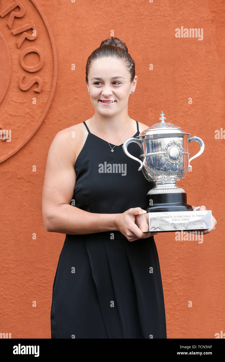 Paris, France. 9th June 2019. Ashleigh Barty of Australia poses with ...