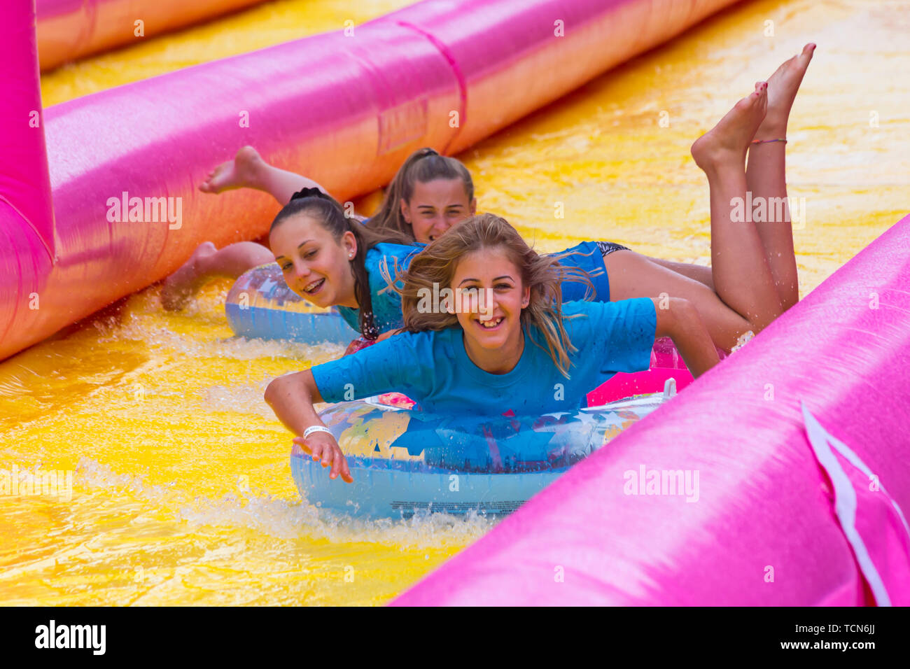 Bournemouth, Dorset, UK. 9th June 2019. The giant 120m long waterslide ...