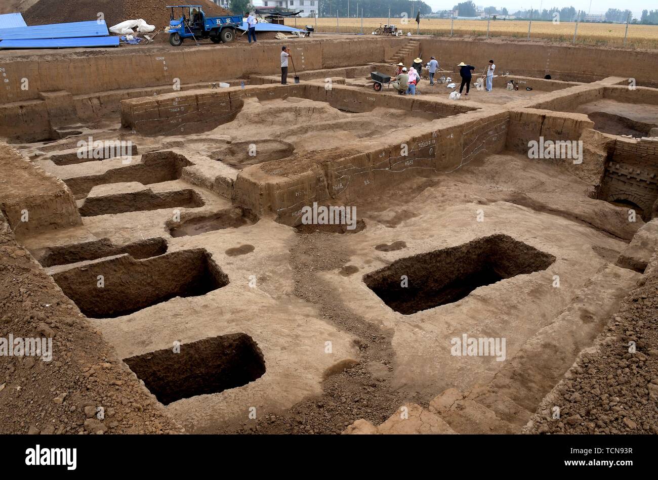 Anyang, China's Henan Province. 5th June, 2019. Archaeology staff ...