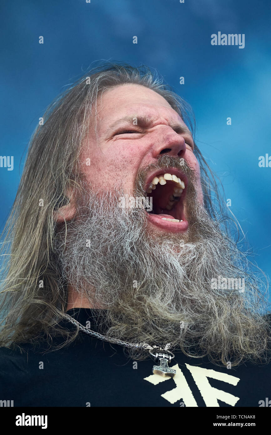 09 June 2019, Rhineland-Palatinate, Nürburg: Singer Johan Hegg performs ...