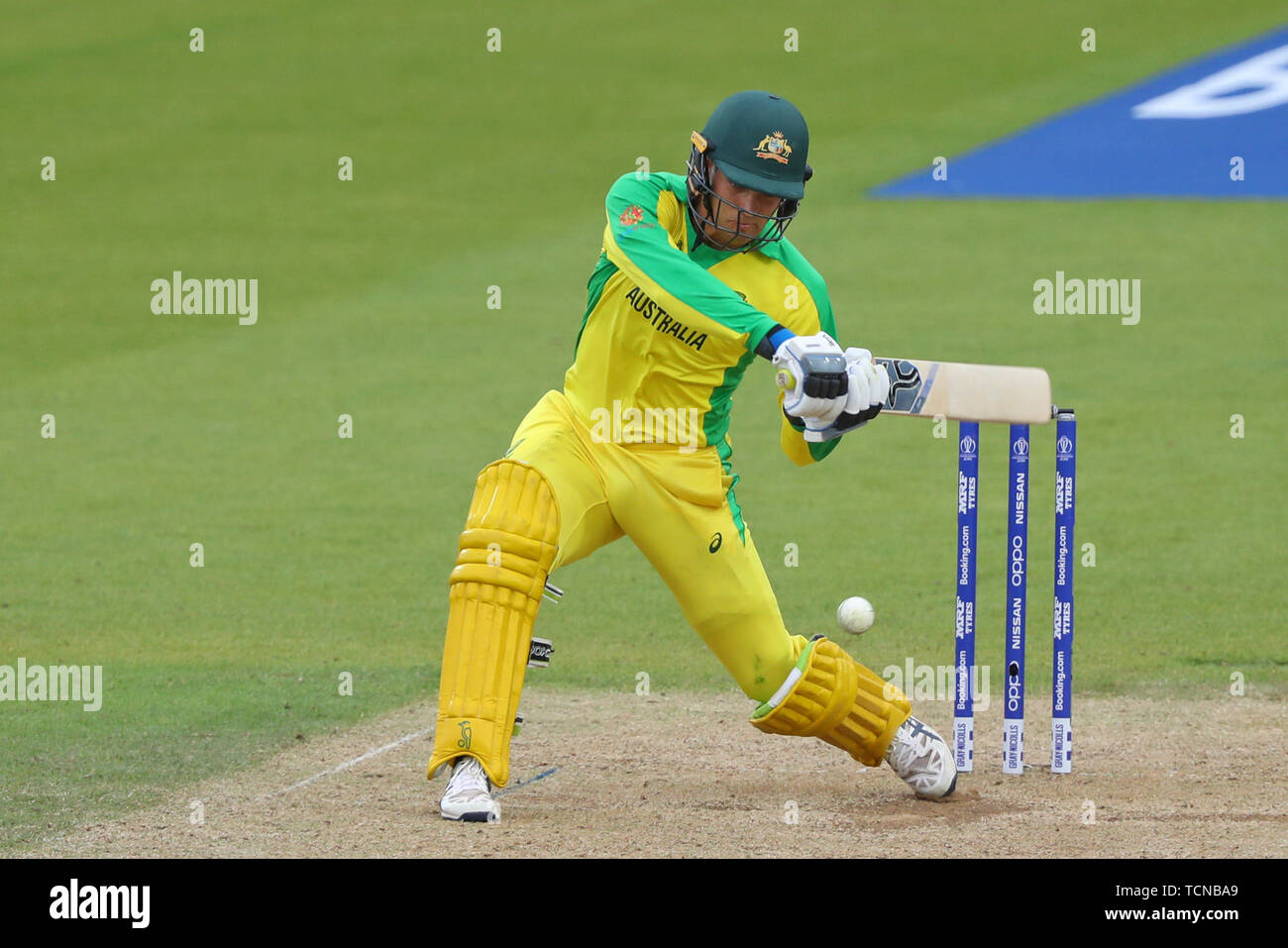 London, UK. 09th June, 2019. Alex Carey of Australia plays a shot ...