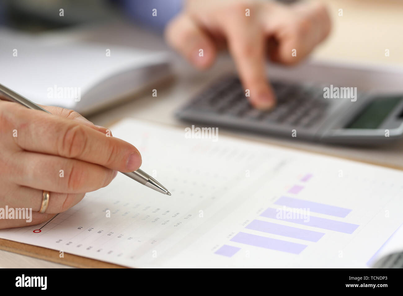 Manager Calculate Finance Budget Economics Report Stock Photo - Alamy