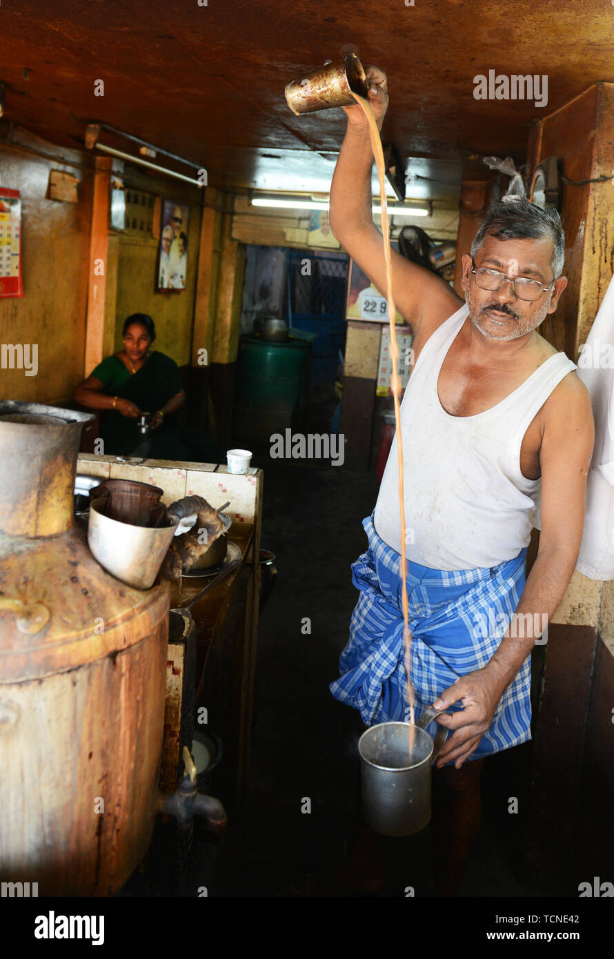 Indian Chai prepared in a small tea house in Chidambaram, India Stock ...