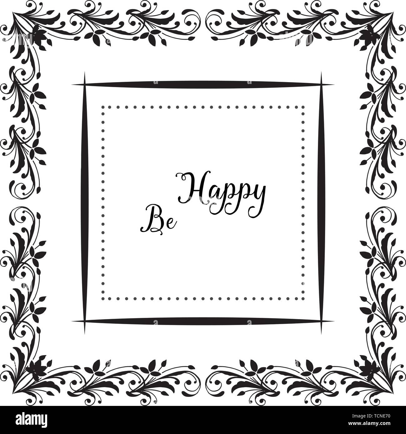 Vector illustration of design writing be happy with elegant flower ...