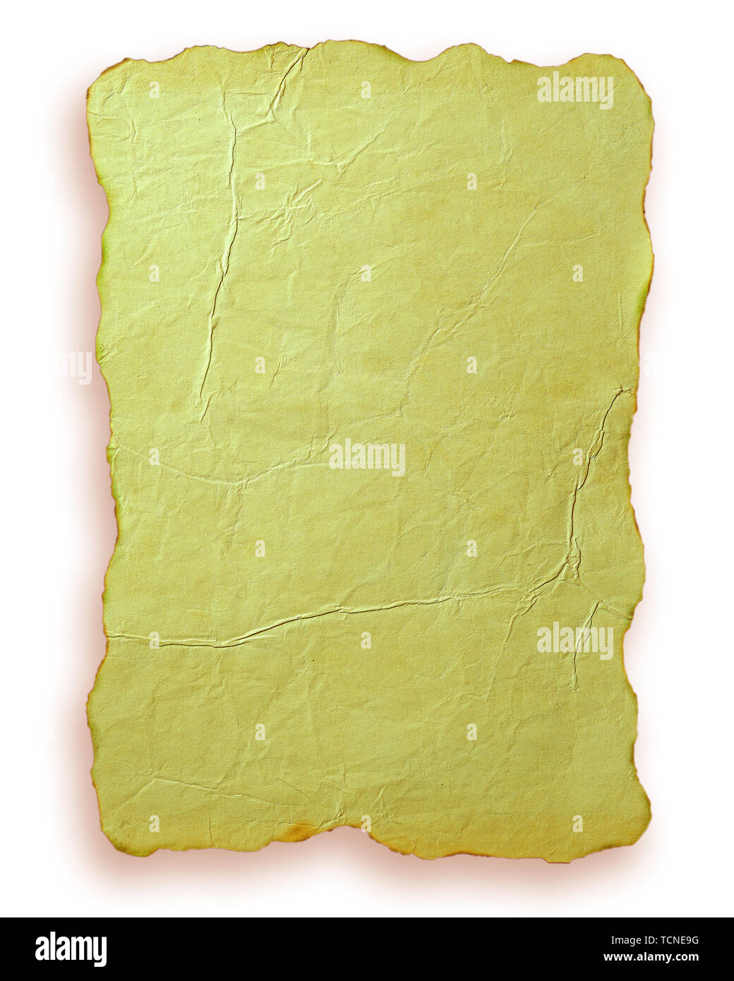 Vintage old paper and burn marks around the edge. Isolate on white ...