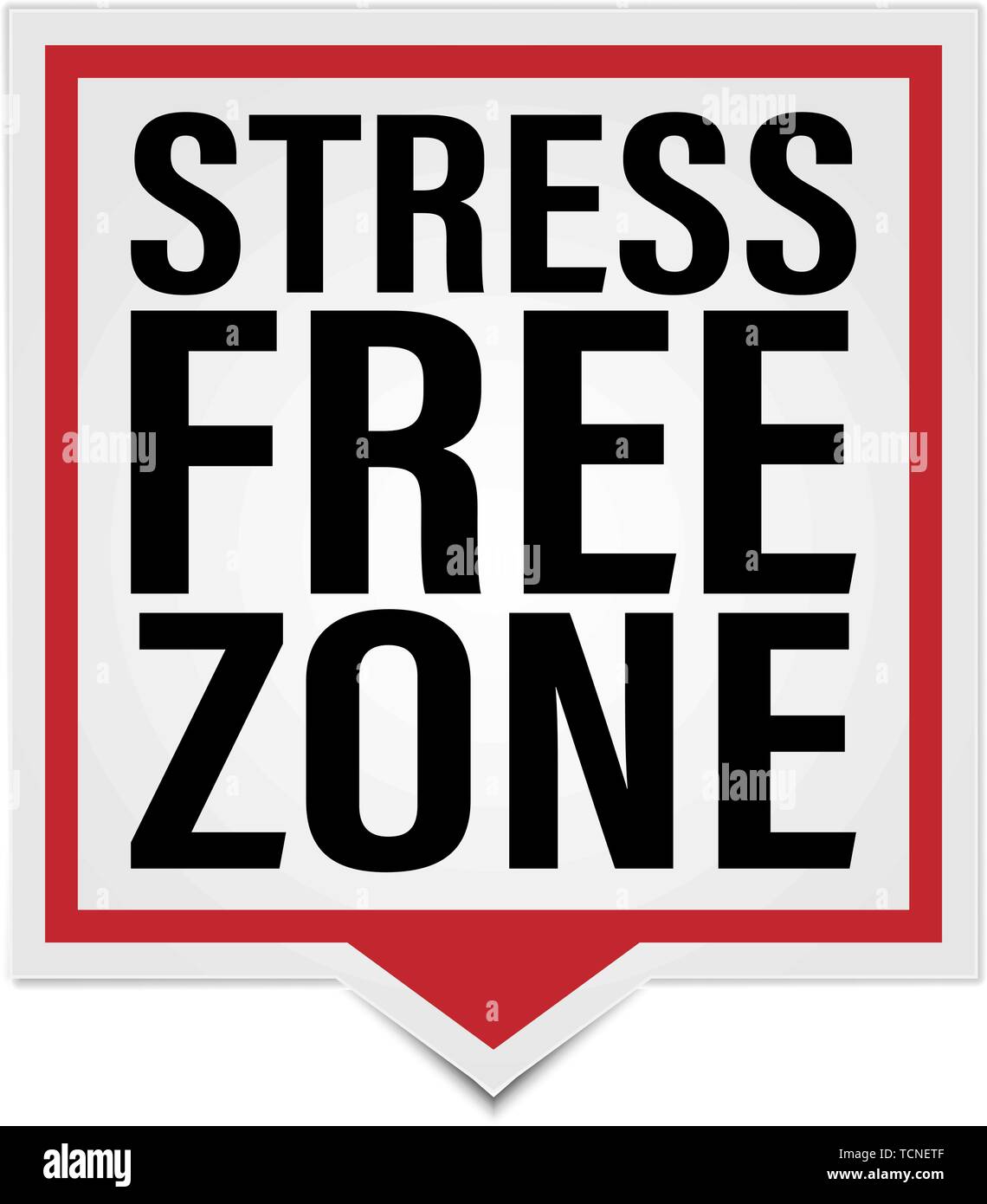 Vector illustration of stress free zone paper message on white ...