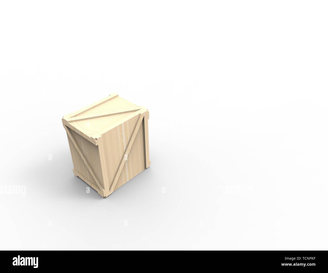 3d rendering of a wooden create isolated in white studio background ...