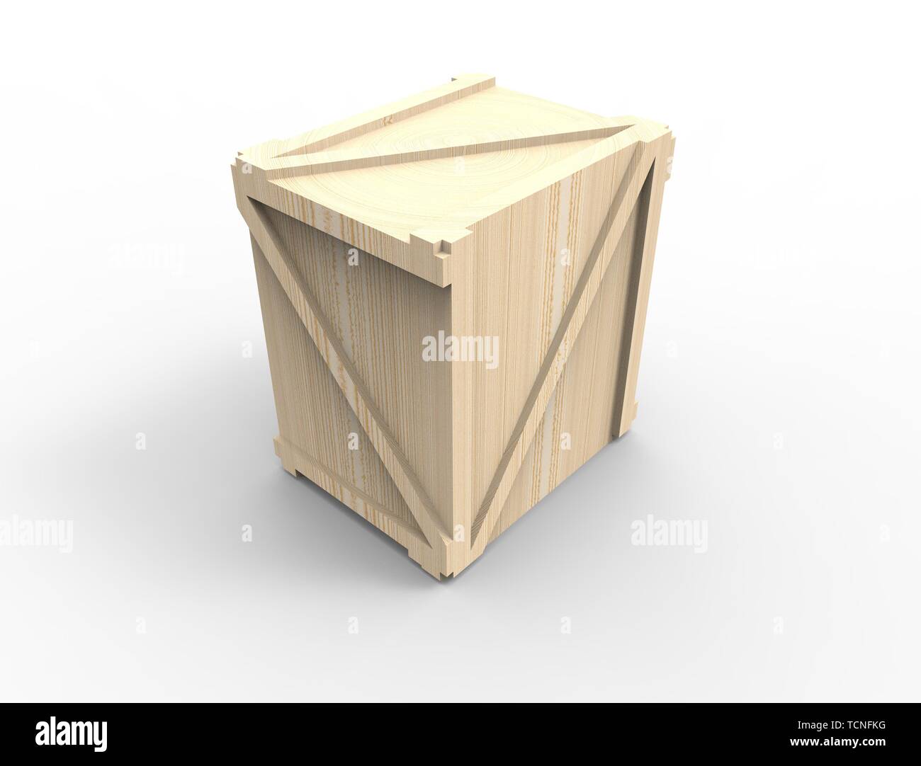 3d rendering of a wooden create isolated in white studio background ...