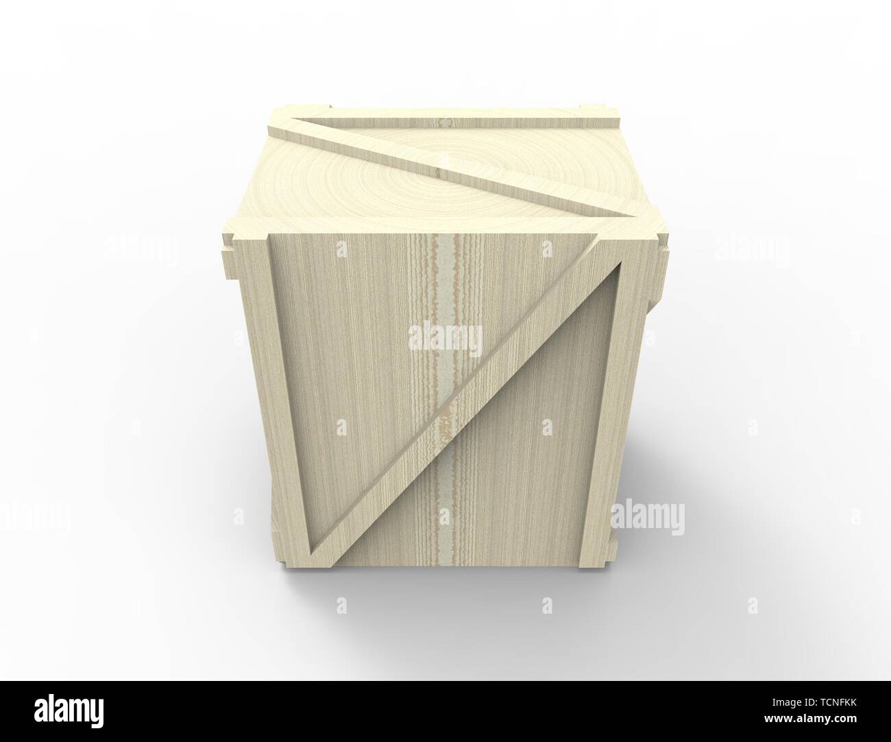 3d rendering of a wooden create isolated in white studio background ...