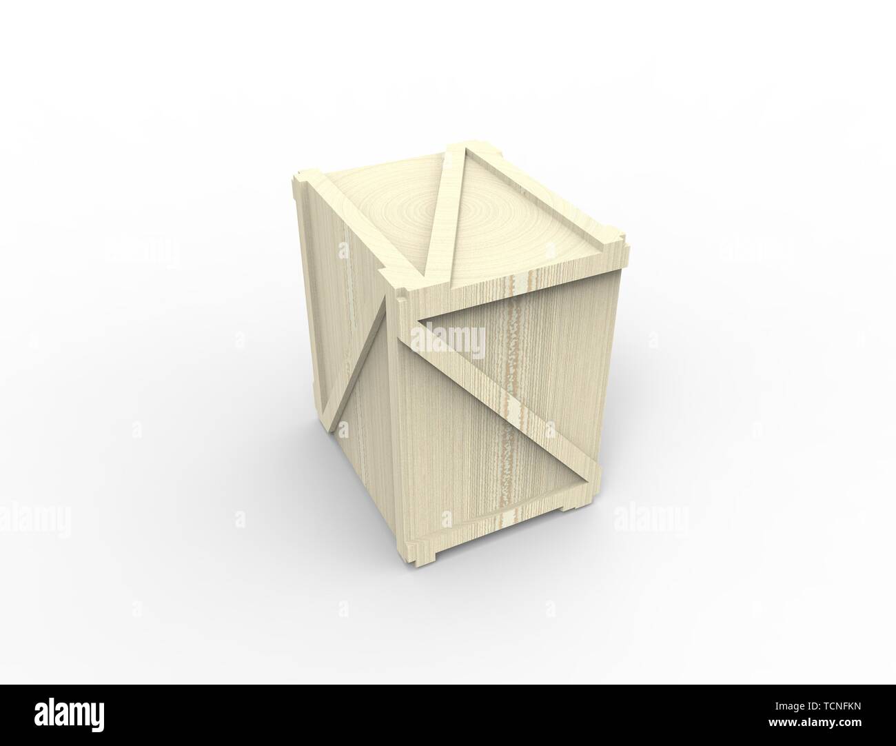 3d rendering of a wooden create isolated in white studio background ...