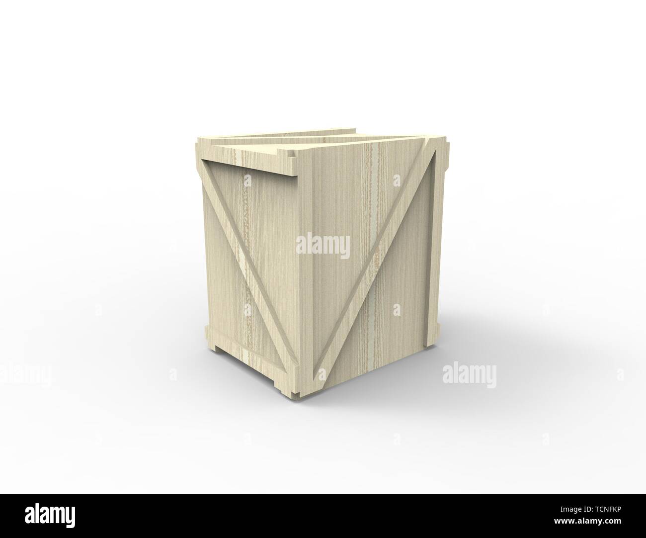 3d rendering of a wooden create isolated in white studio background ...