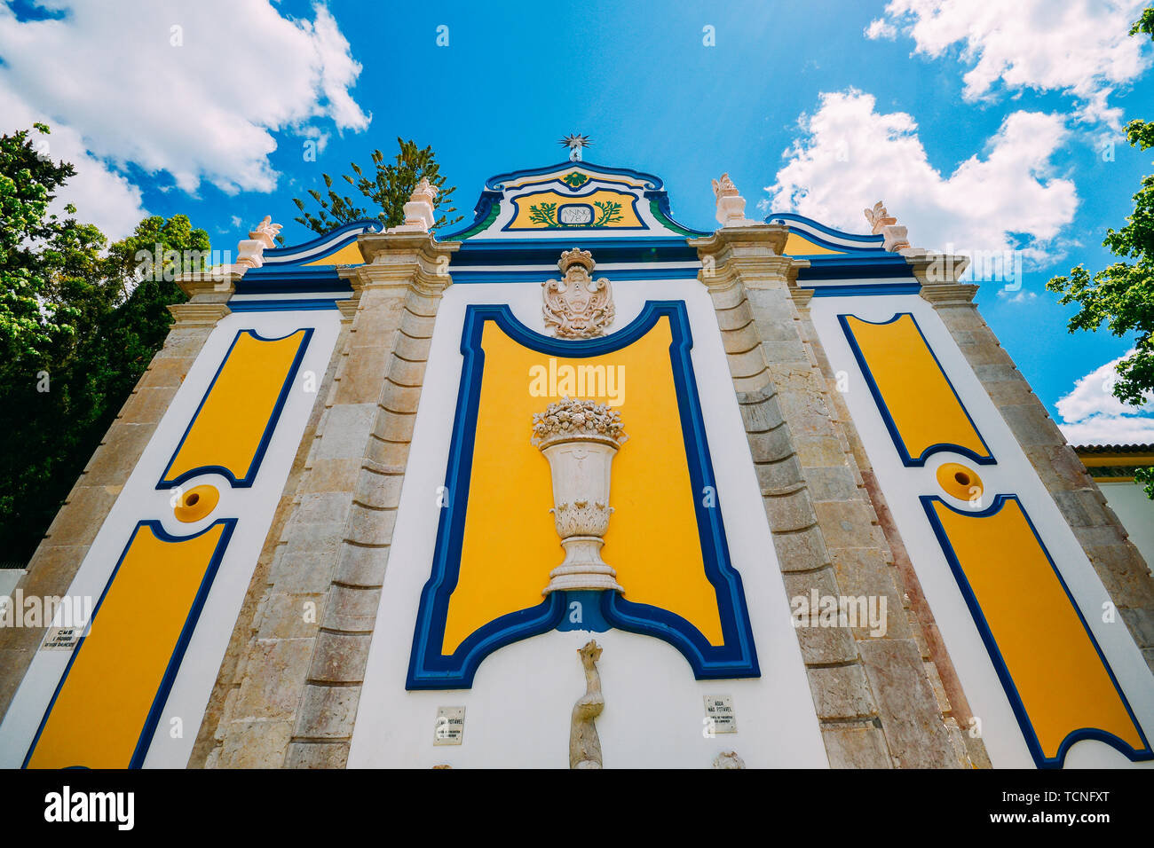 Vintage and colorful stone fountain in Azeitao village, Setubal ...