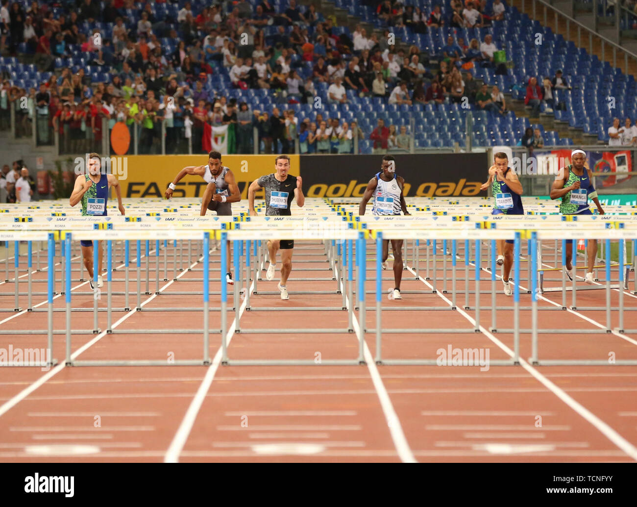 ROME, ITALY - JUN 06: Sergey Shubenkov, Andrew Pozzi and Gabriel ...