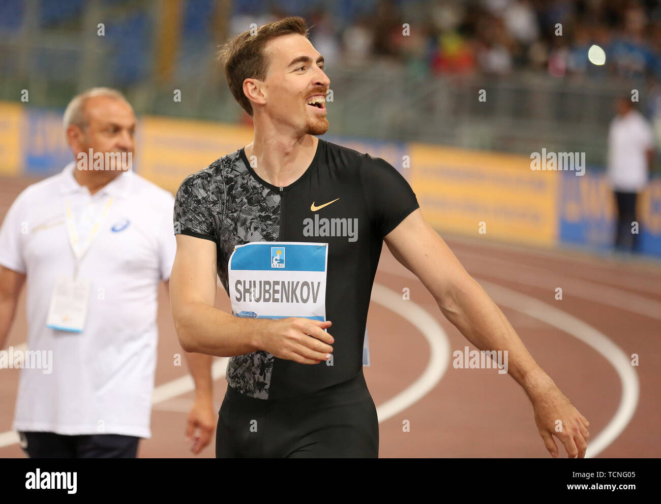 ROME, ITALY - JUN 06: Sergey Shubenkov competes in the Men 110m hurdles ...